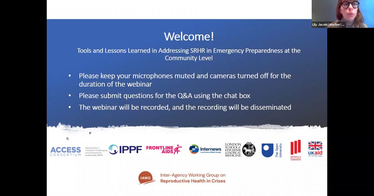 Tools and Lessons Learned in Addressing SRHR in Emergency Preparedness ...